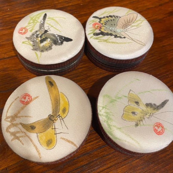 Accents | Four Japanese Hand Painted Butterfly Silk Containers | Poshmark